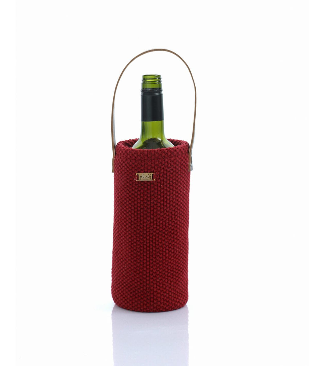 Magnum Cotton Knitted Wine Bottle Cover (Dark Red) – Pluchi Online